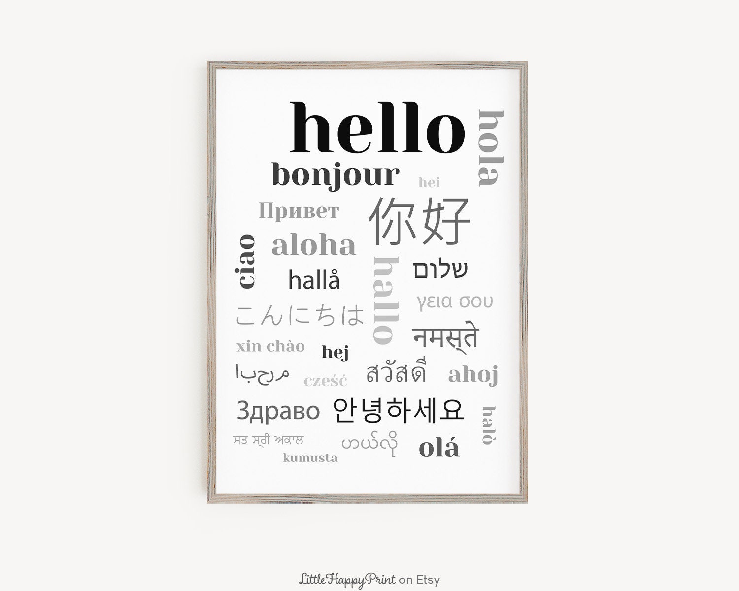 Hello in Different Languages Print Typography Entryway Travel | Etsy