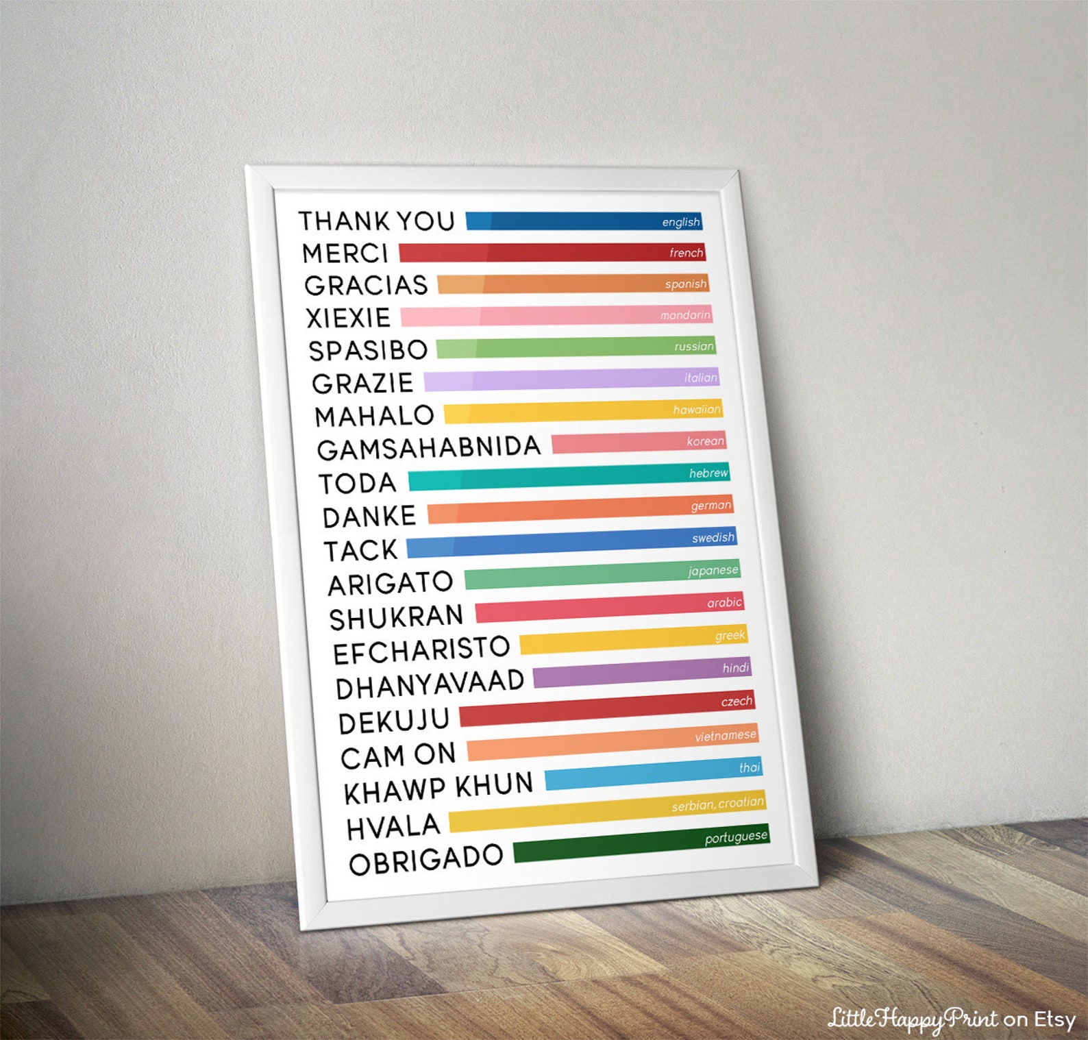 Thank You in Different Languages Print Colourful Typography - Etsy