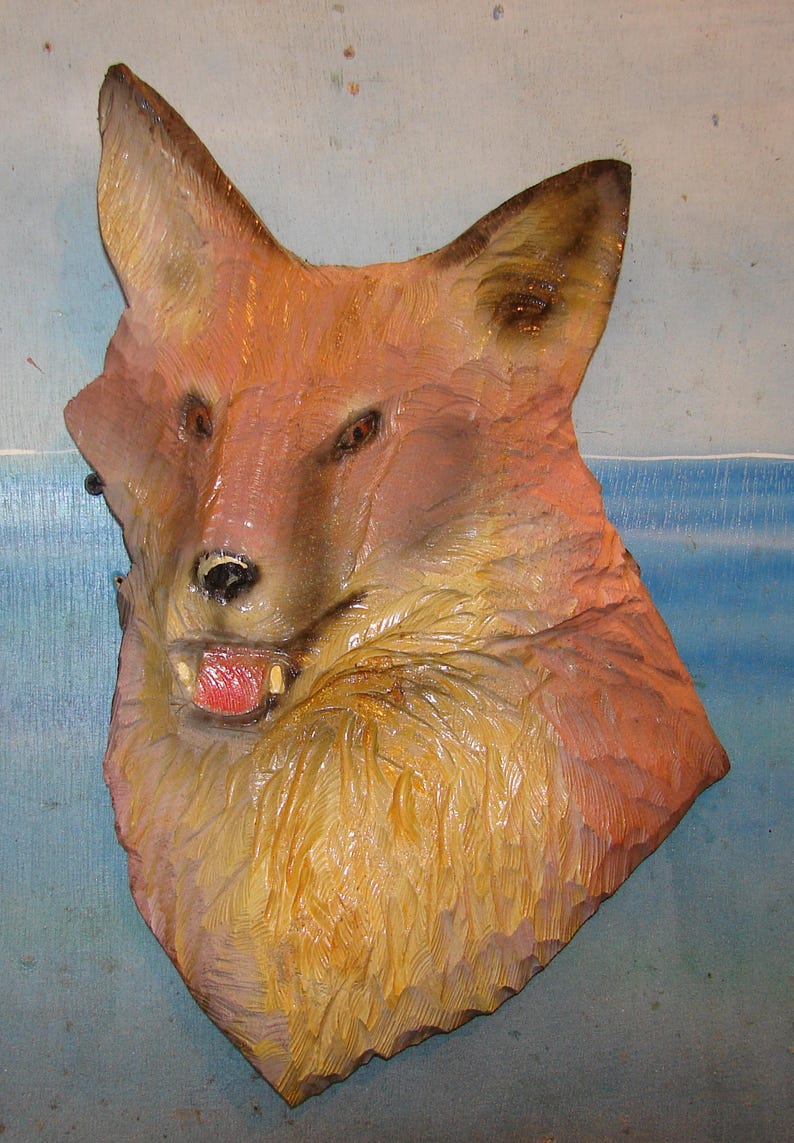 Red Fox Chainsaw Carving Hand Carved Gray Fox Hunting Hound 2 Hunt ...