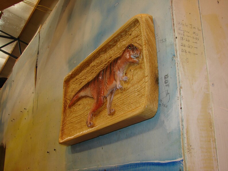 Chainsaw Carving Bas-relief T-rex Hand Carved Dinosaur Rustic - Etsy