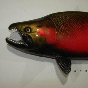 3d Coho Salmon Hand Carved Replica Wall Mount Sculpture Taxidermy ...