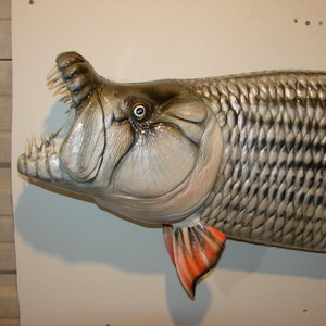 53" African Tigerfish Hand Carved Sculpted Replica Mount Wall Art ...