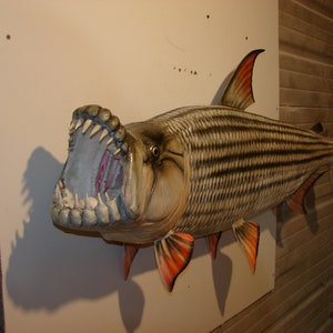 53" African Tigerfish Hand Carved Sculpted Replica Mount Wall Art ...