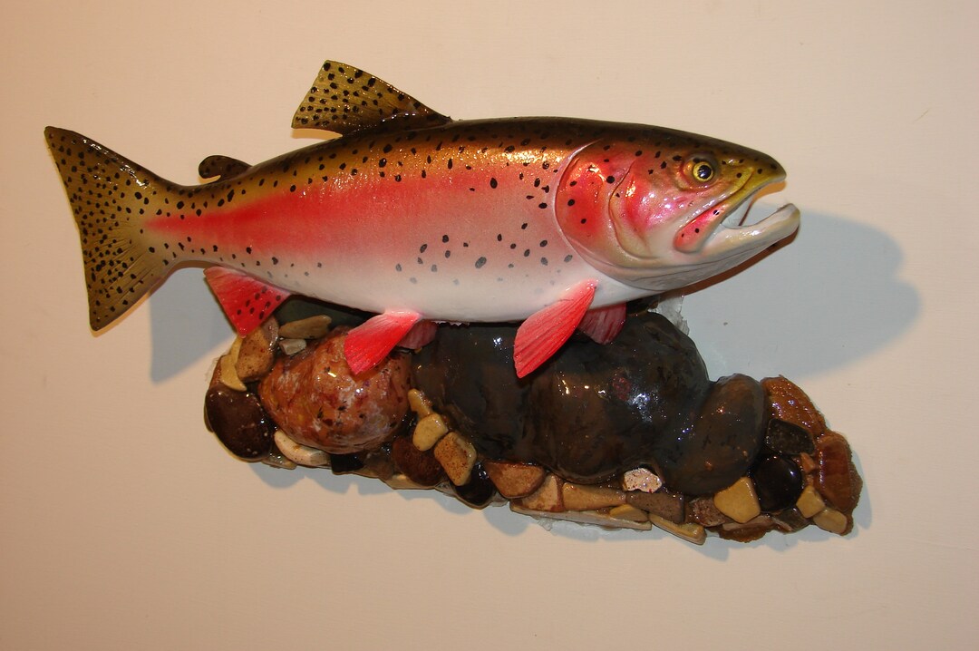Rainbow Trout Hand Carved Signed Original Wall Art Fly Fishing Cabin ...