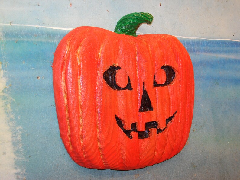 Jack-o-lantern Hand Carved Wall Art Chainsaw Carvings Halloween Pumpkin ...