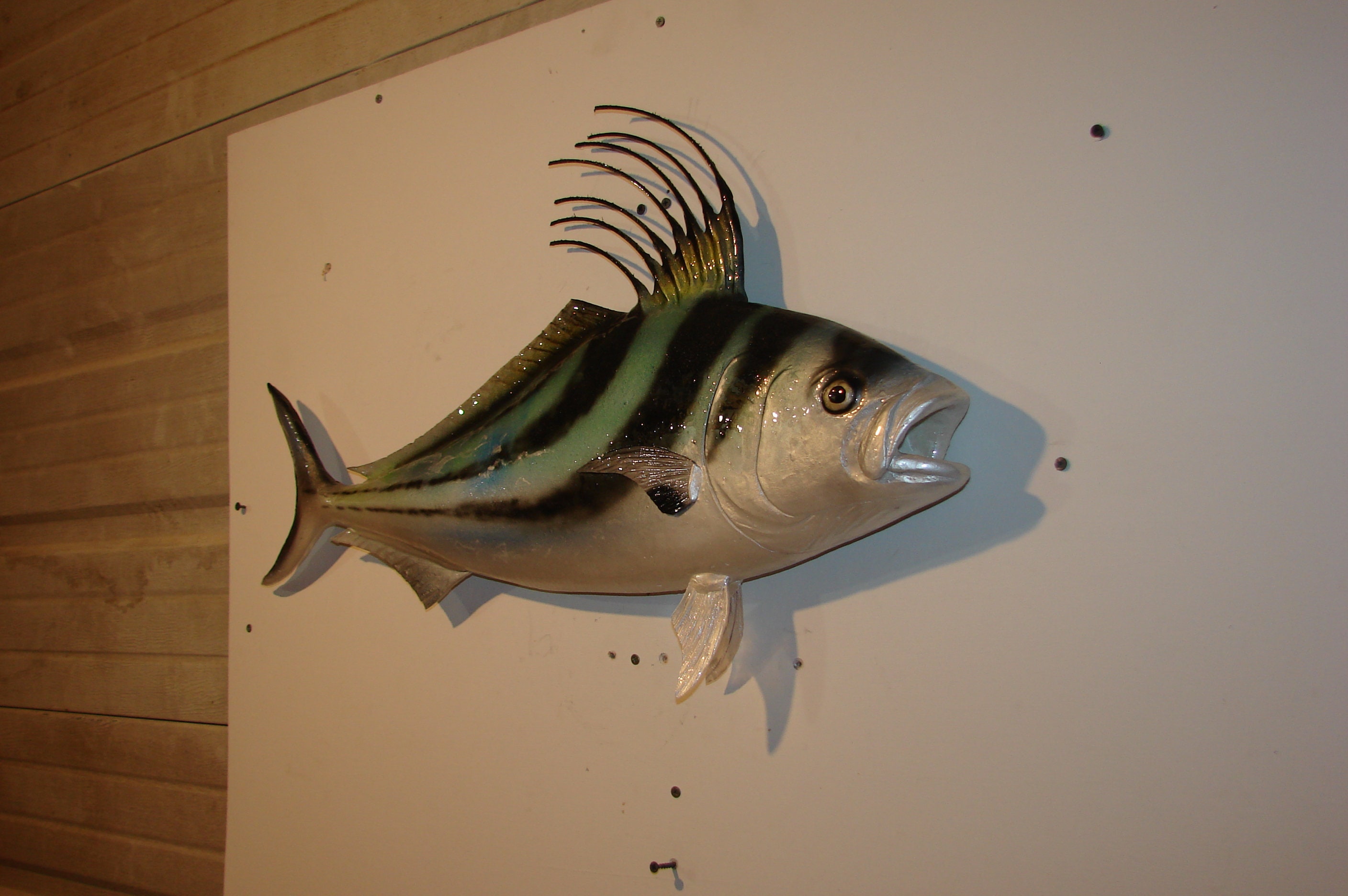 Hand Carved Roosterfish Wall Art Replica Cabin Home Decor Trophy Mount ...