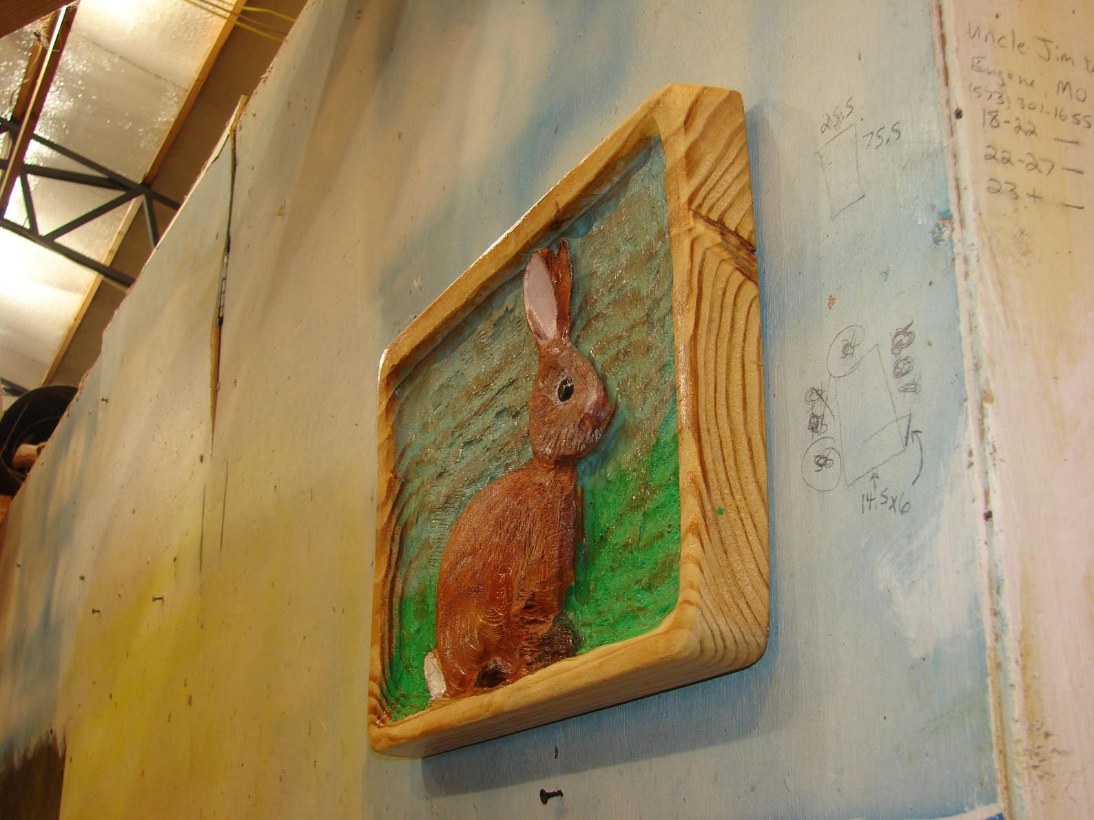 Hand Carved Bas-relief Rabbit Wall Art Hare Haas Chainsaw Sculpture ...
