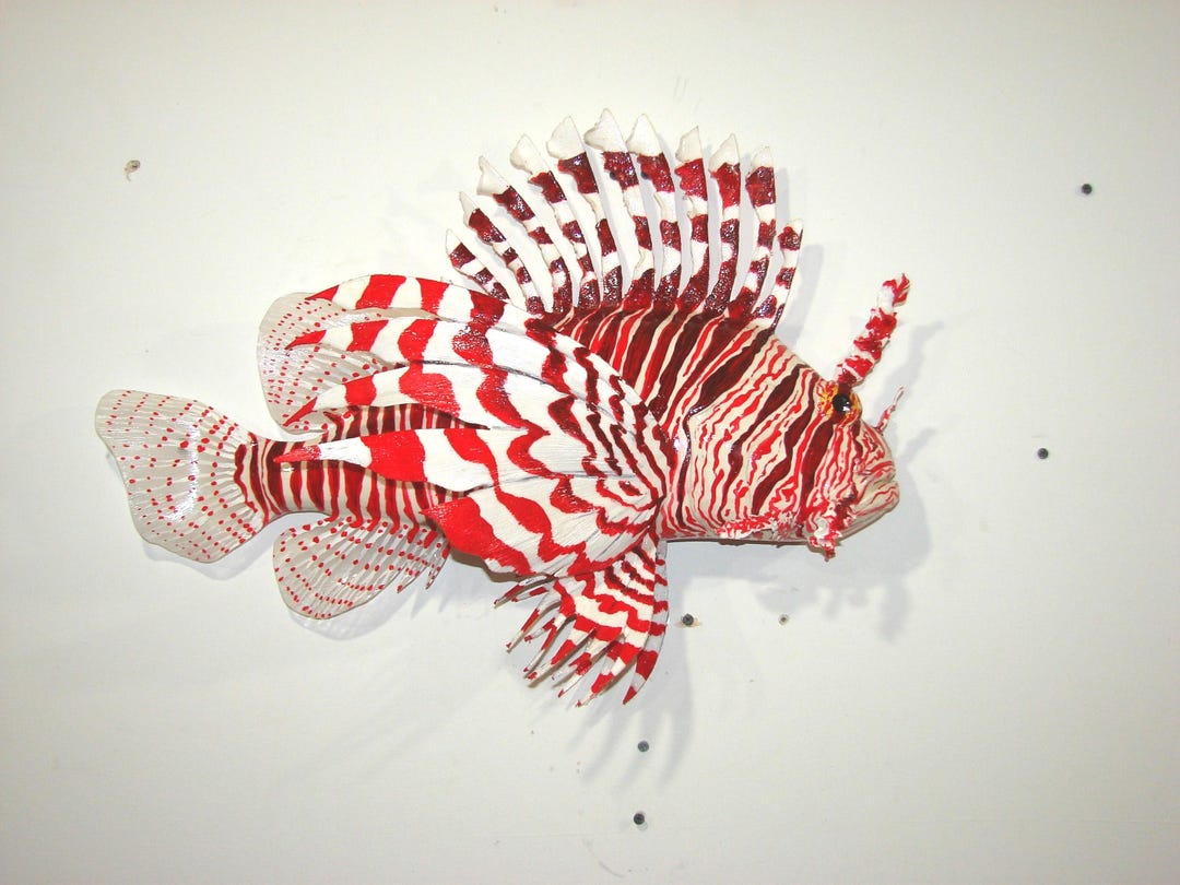 Lionfish Hand Carved Replica Wall Mount Sculpture Taxidermy Trophy Art ...