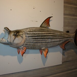 53" African Tigerfish Hand Carved Sculpted Replica Mount Wall Art ...