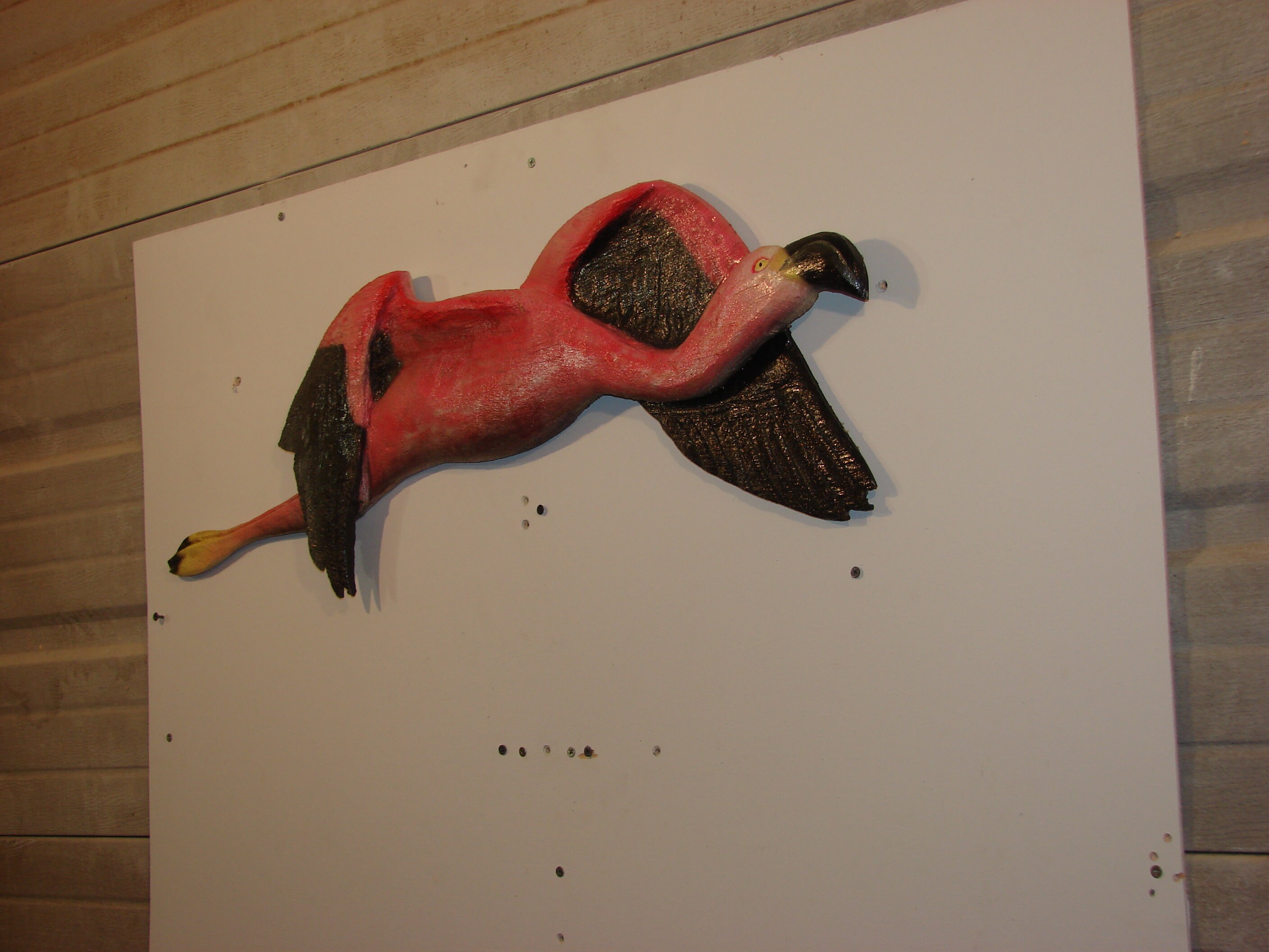 Chainsaw Carved Flying Flamingo Wall Mount Hand Carving Folk Art Home ...