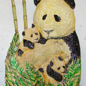 Chainsaw Carved Panda With Cubs in Bamboo - Etsy
