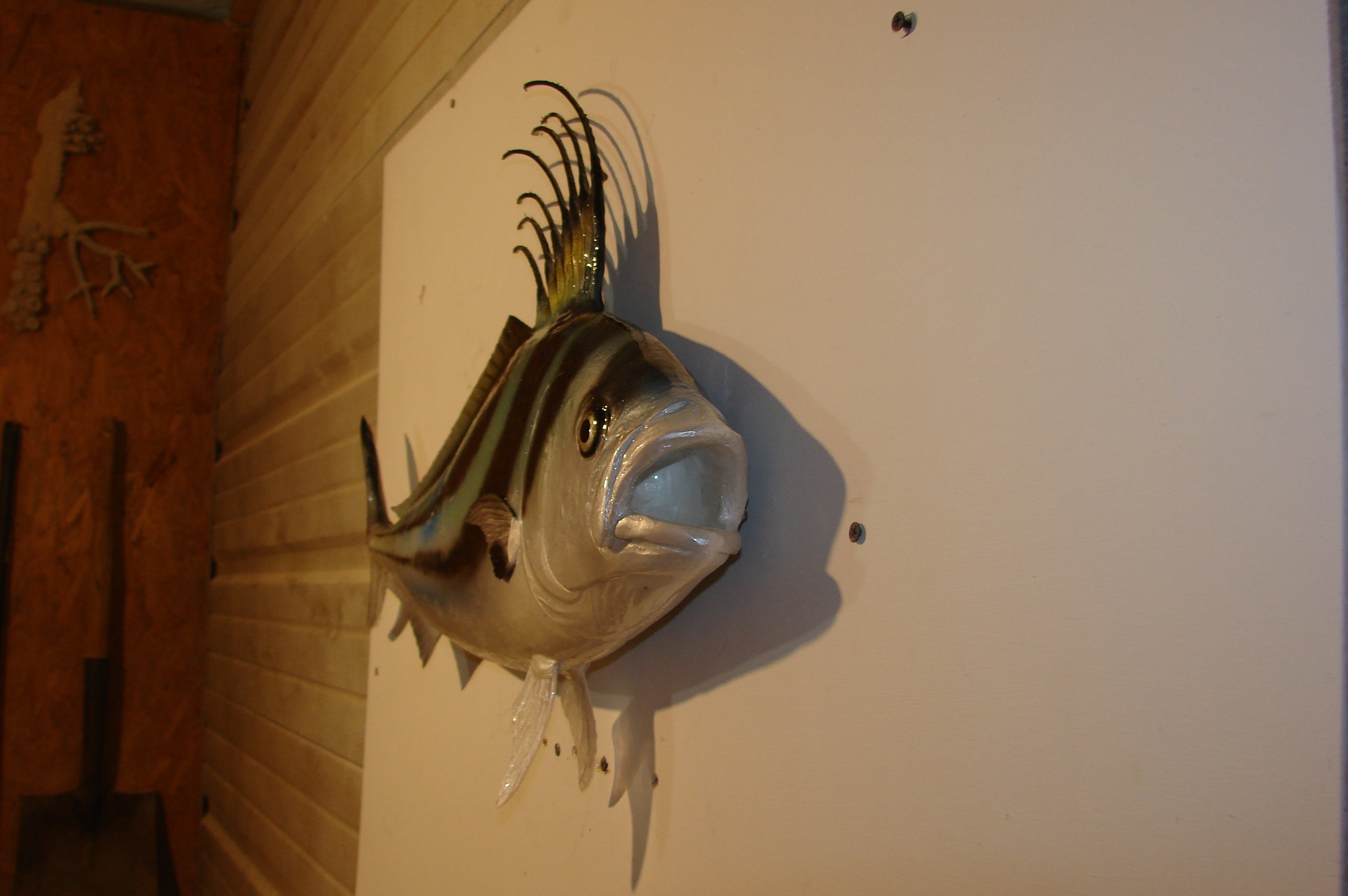 Hand Carved Roosterfish Wall Art Replica Cabin Home Decor Trophy Mount ...