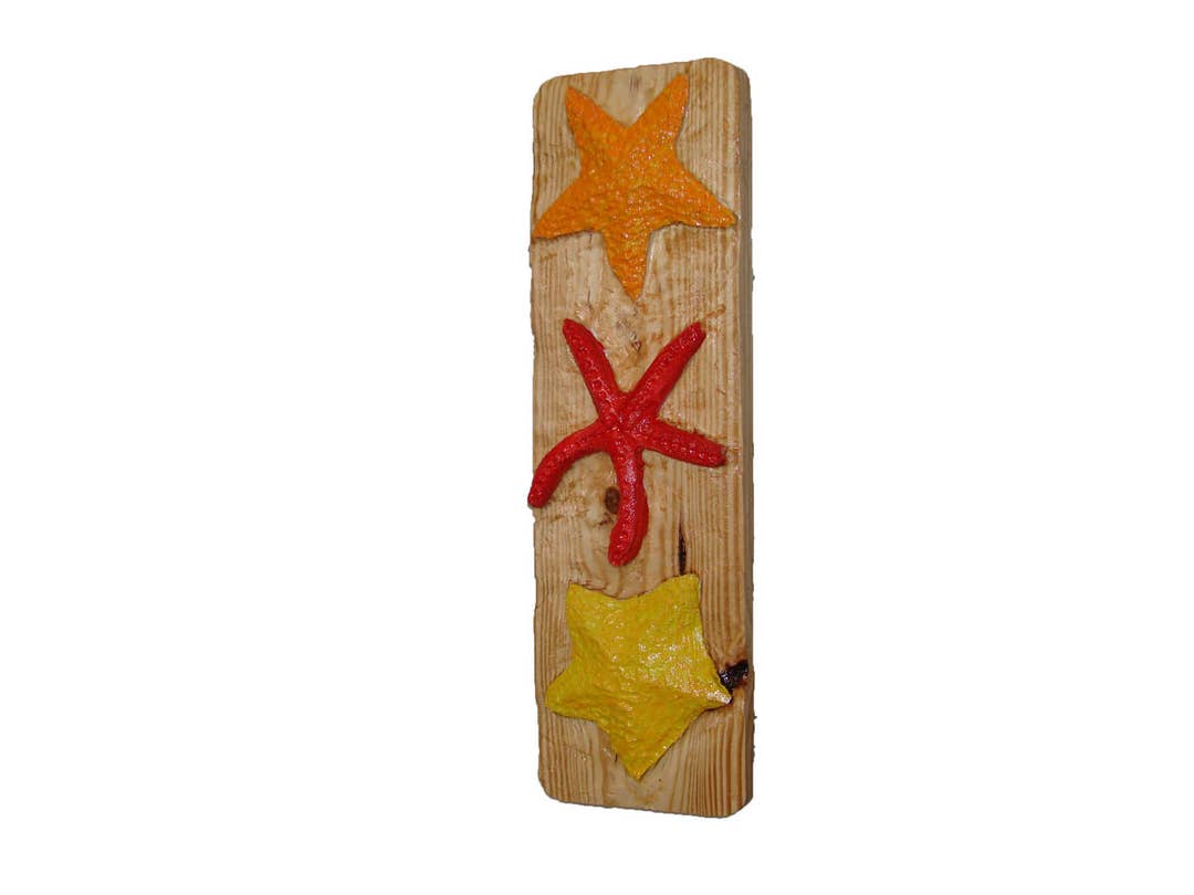 Starfish Hand Carved Sea Stars Chainsaw Star Fish Wall Decor Signed ...