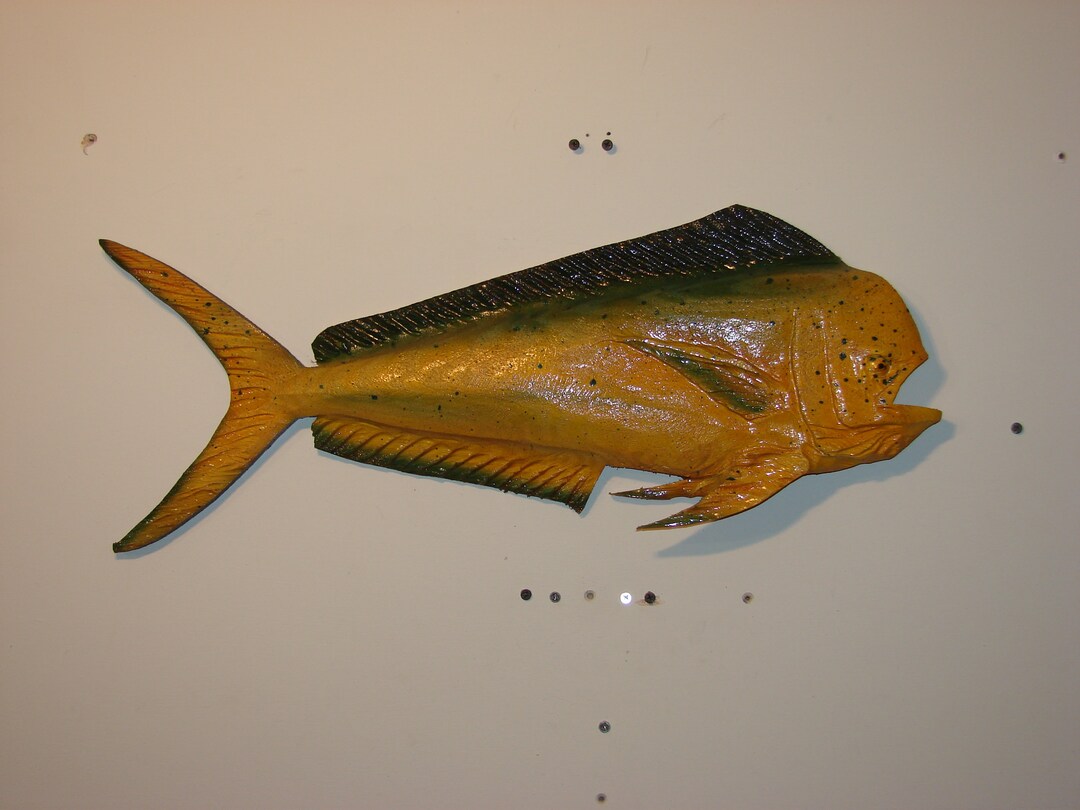 Dolphinfish Hand Carved Replica Wall Mount Sculpture Taxidermy Trophy ...