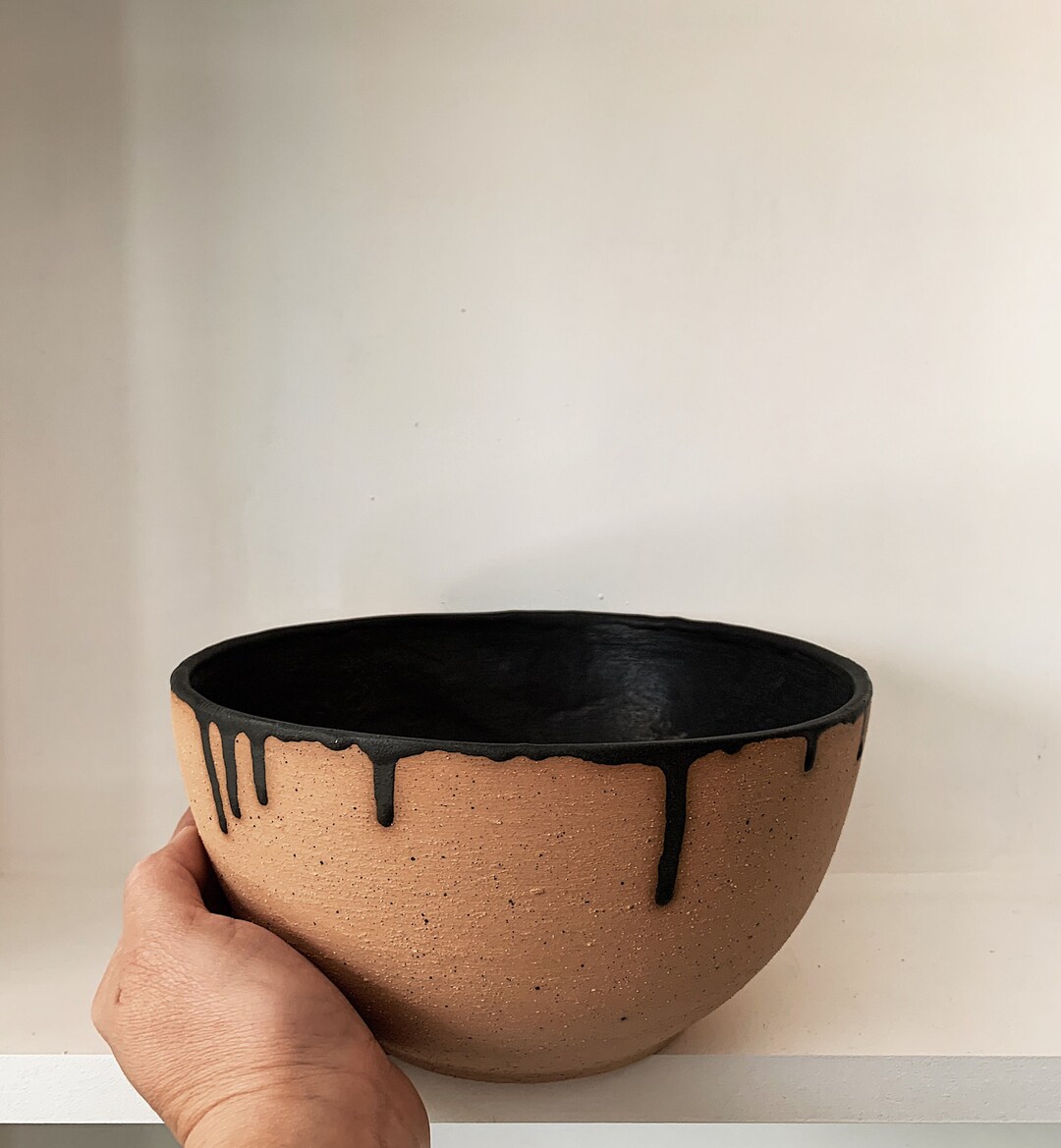 Black Large Drip Bowl Ceramic Drip Bowl Counter Fruit Bowl Modern ...