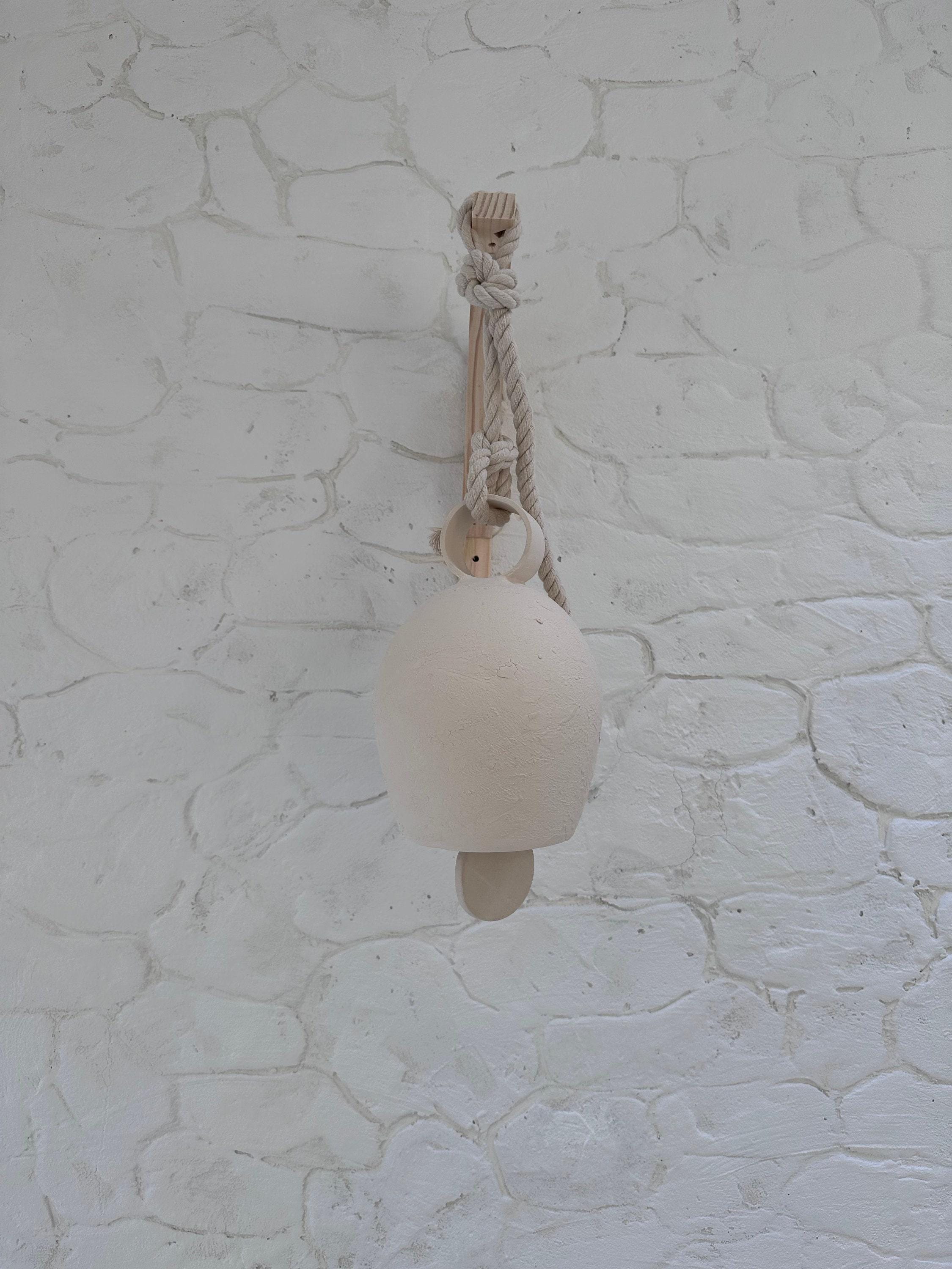 Handmade Ceramic Bell With Rope Hanger, Farmhouse Decor, Rustic Wind ...