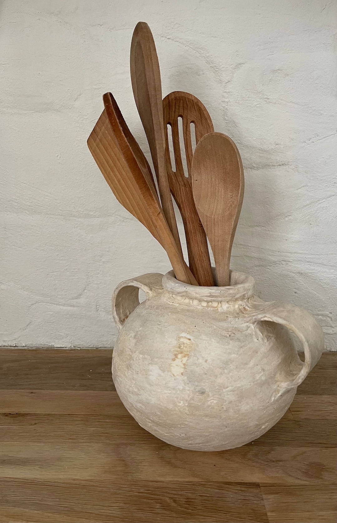 Handmade Ceramic Utensil Crock Rustic Kitchen Crock Ceramic Utensil ...