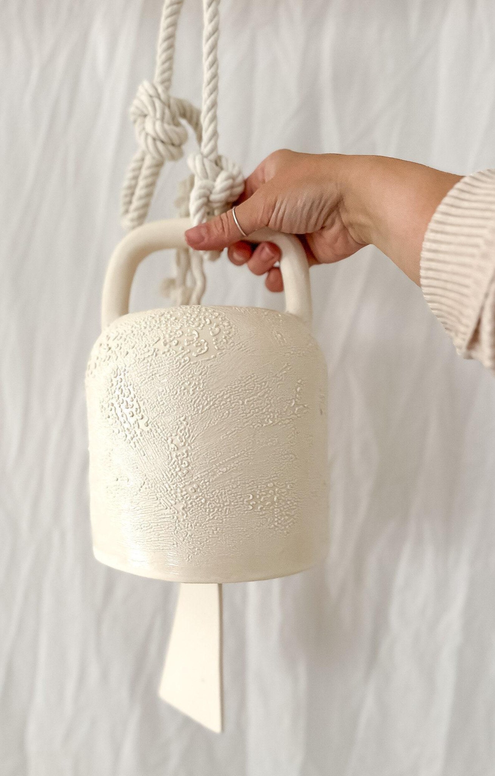 Large Ceramic Bell Wall Decor Designer Pottery Art Neutral Hanging Wall ...