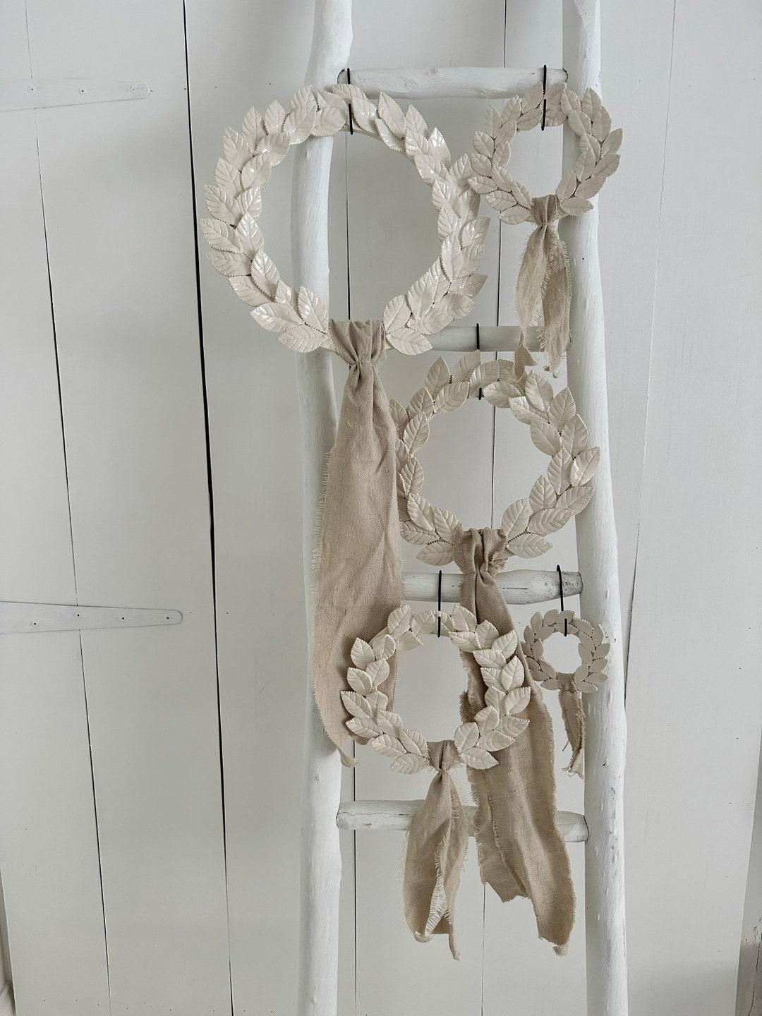 Handmade Ceramic Laurel Wreath White Pottery Wreath Cottage Holiday ...
