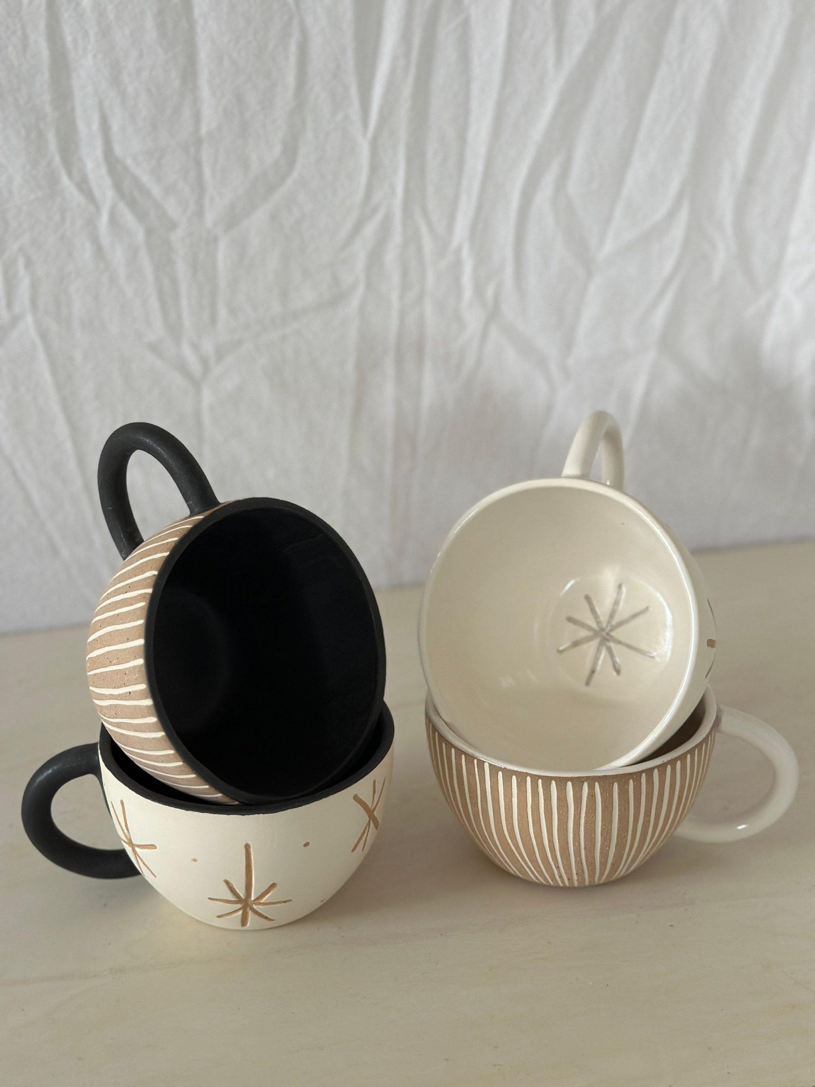 Star & Stripe Mugs Earthy Mugs Handmade Pottery Mugs Mugs for Her Boho ...
