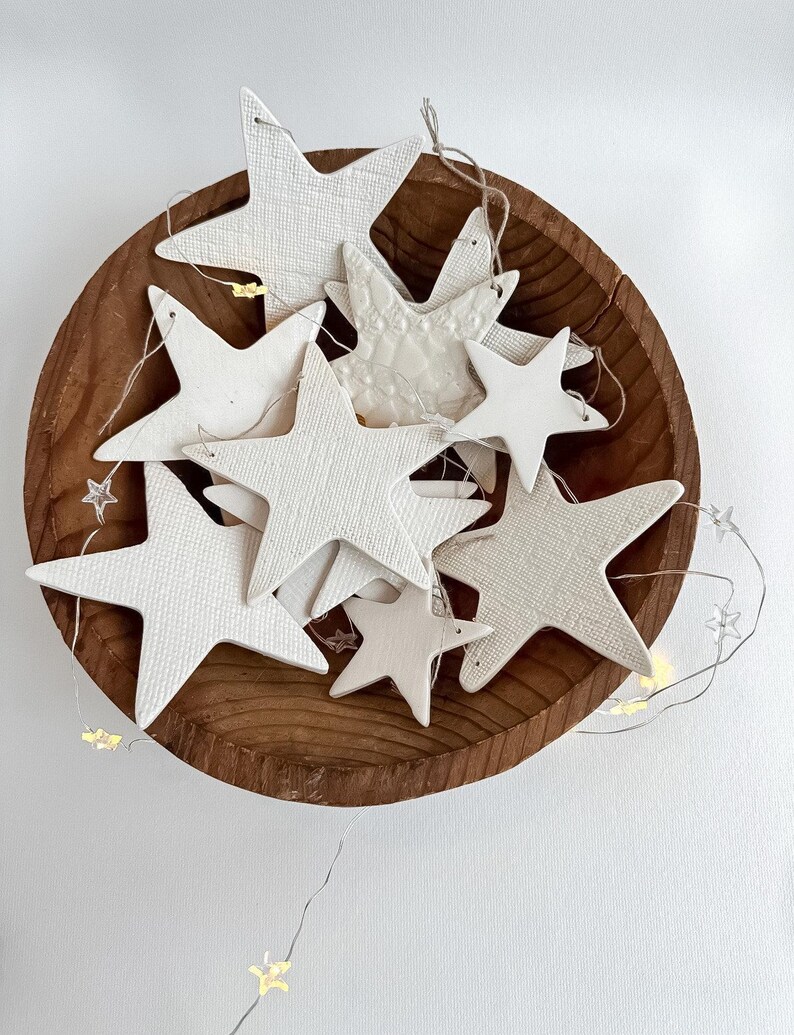 Handmade Ceramic Star Ornaments Cottage Magical Wabi Sabi White Star ...