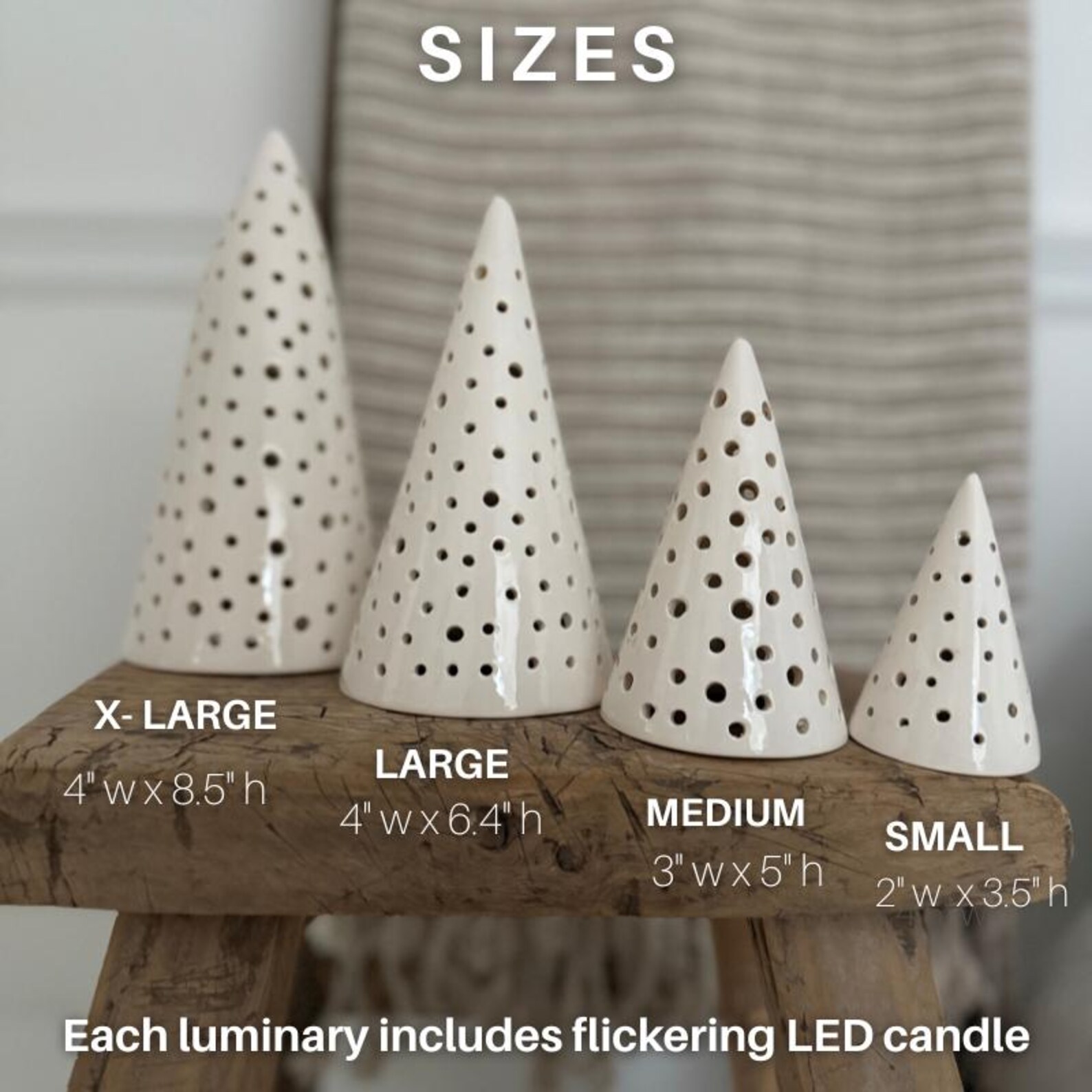 White Handmade Ceramic Tree Luminaries Holiday Trees Candle Lanterns ...