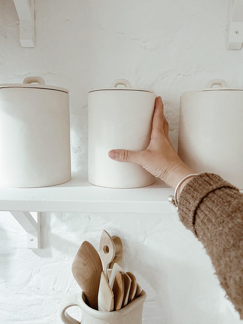 Handmade Stoneware Canisters Customizable Canister Food Crock Open ...