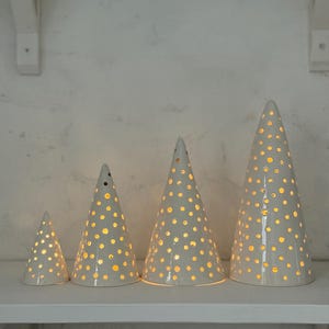 Handmade Ceramic Holiday Trees Candle Luminaries Tea Light Trees ...
