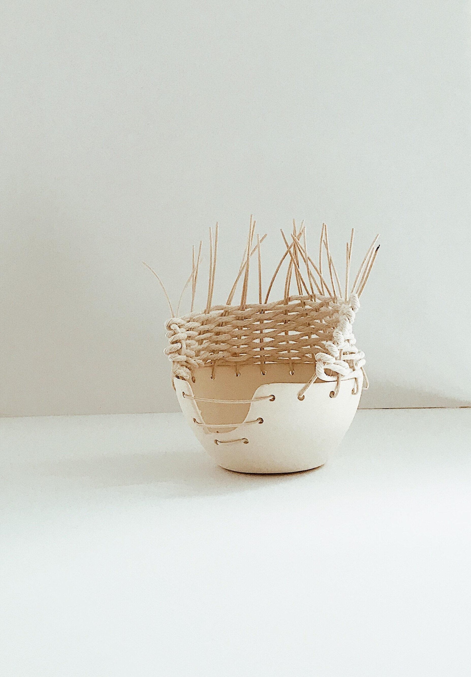 Woven Pottery Art Vessel Weaving Ceramic Art Organic Decor Wabi Sabi ...