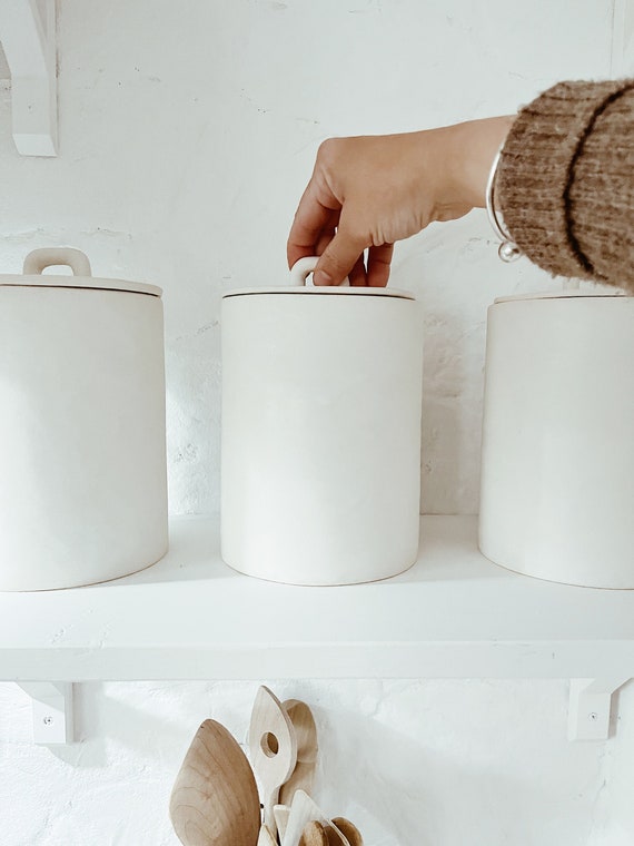 Stoneware Canister Customizable Canister Food Crock Open Shelf Storage Designer Canisters Kitchen Jars Pantry Organizer Neutral Accessories Etsy