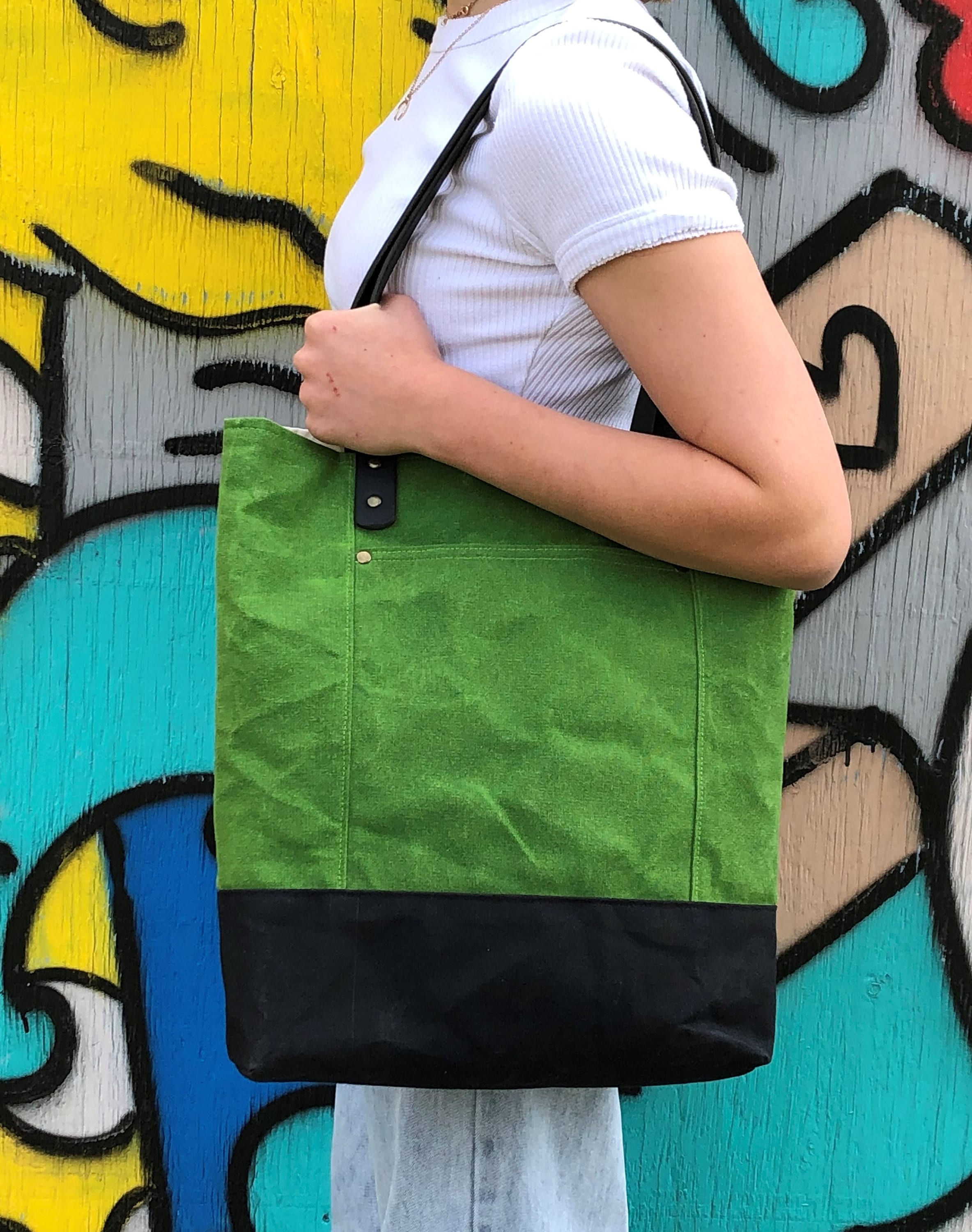 Large Waxed Canvas Bag Canvas Tote Bag Market Bag Etsy
