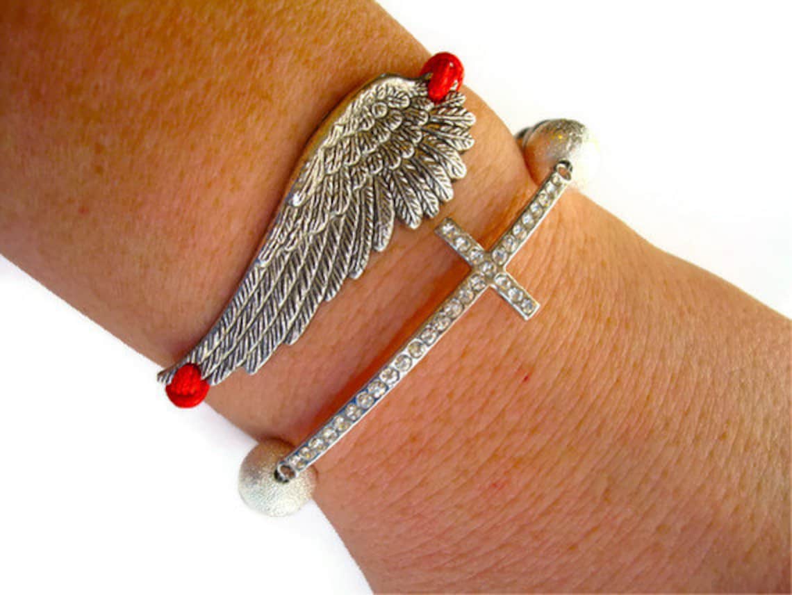 Angel Bracelet, Wing Bracelet, Angel Wing Charm Bracelet Red - Etsy