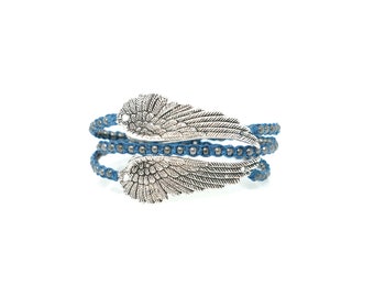 Turquoise Double Angel Wing Wrap Bracelet - Etsy