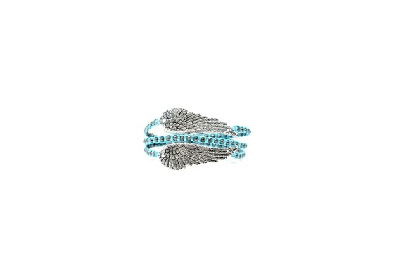 Turquoise Double Angel Wing Wrap Bracelet - Etsy