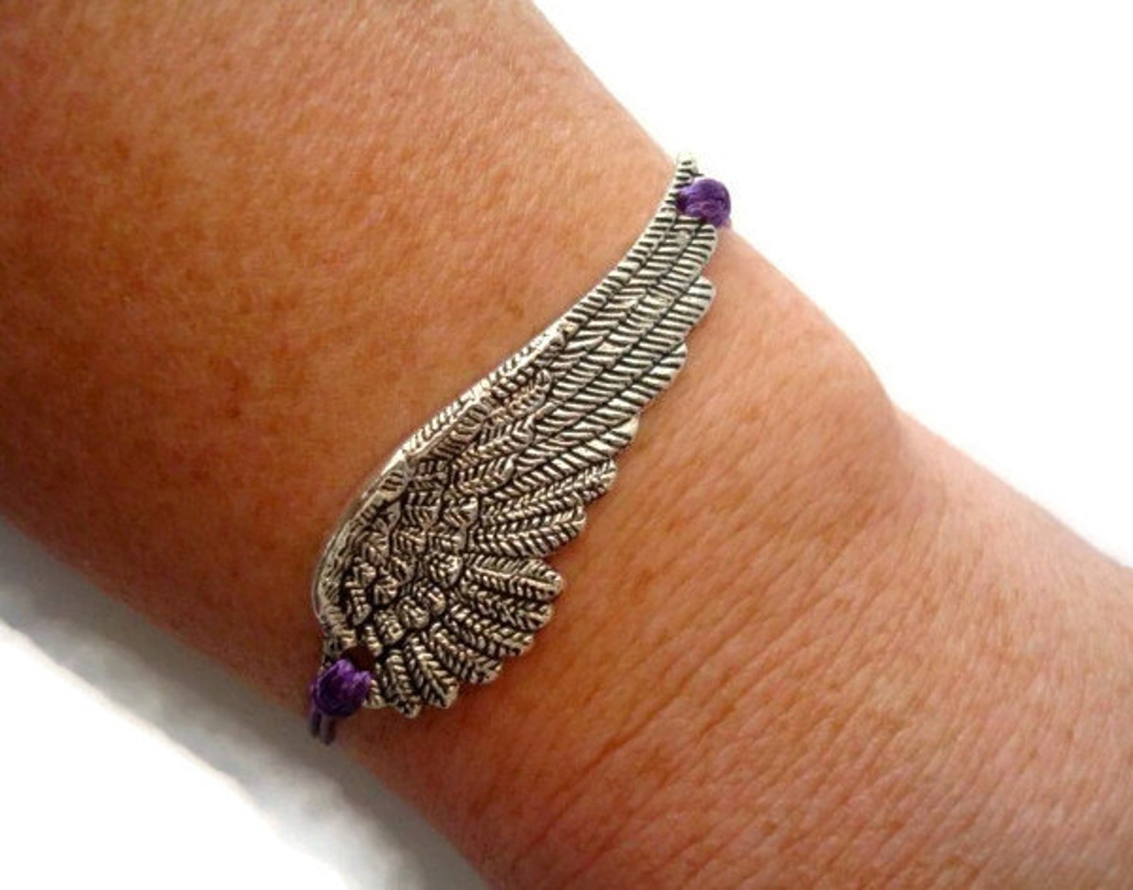 Purple Angel Wing Bracelet Wing Bracelet Angel Wing Charm - Etsy