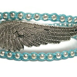 Turquoise Angel Wing Bracelet, Wrap Bracelet, Stack Bracelet, Wing ...