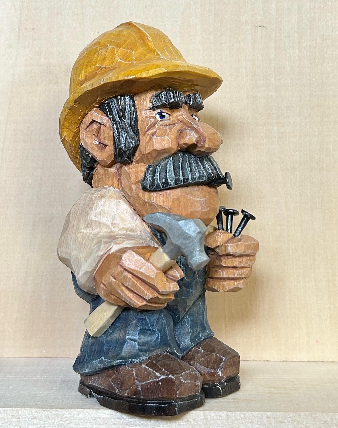 Hand Carved Construction Worker - Etsy