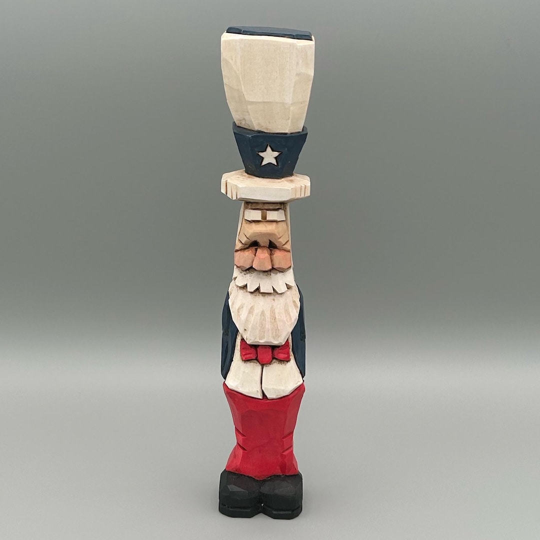 Hand Carved Uncle Sam - Etsy