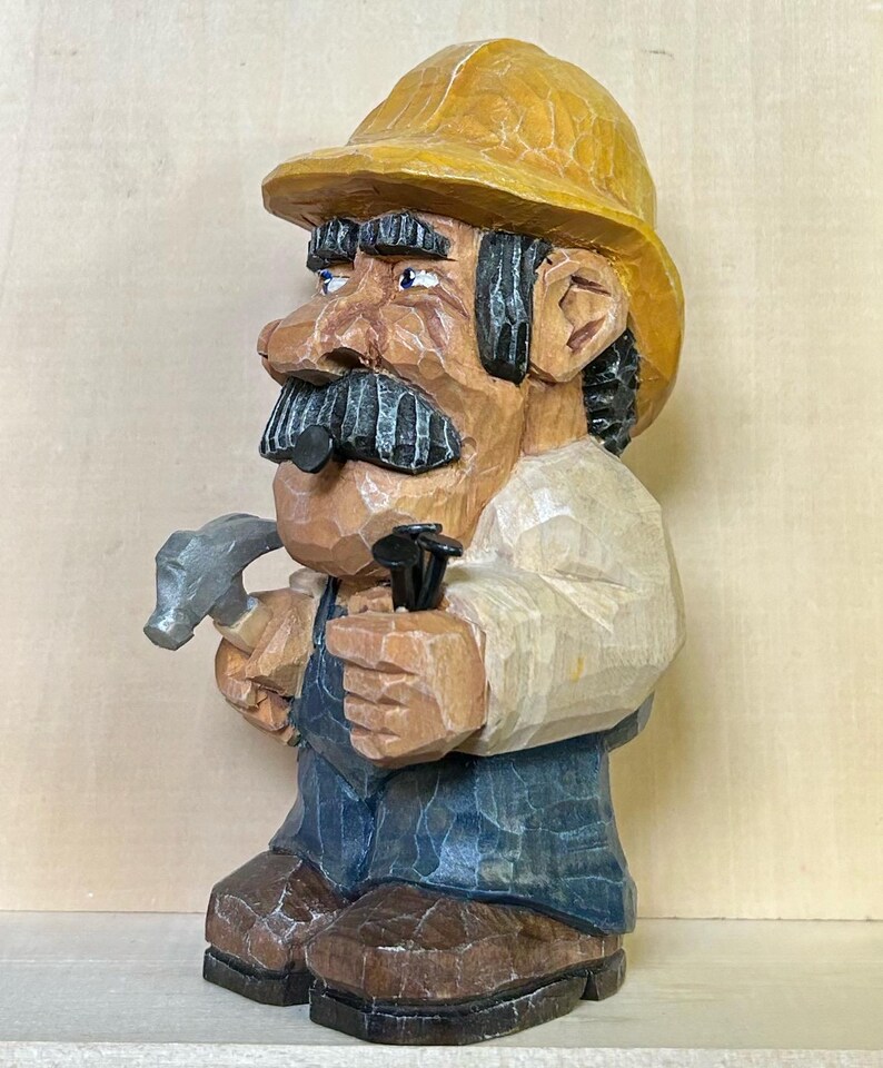 Hand Carved Construction Worker - Etsy