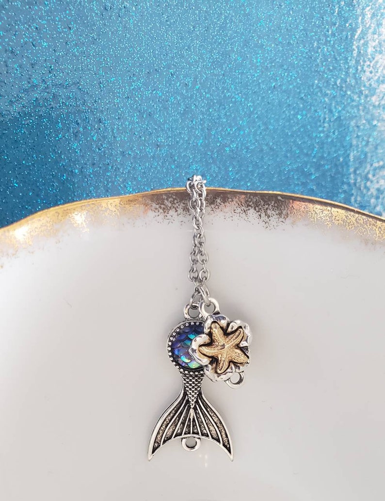 Mermaid tail necklace with starfish charm | Etsy