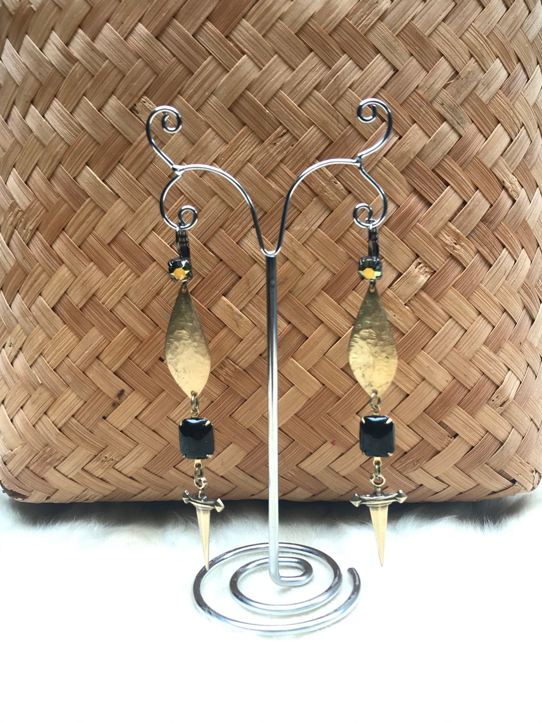 Gothic Curls Chic Gilded Brass Aged Swords and Crystal Swarovski the ...