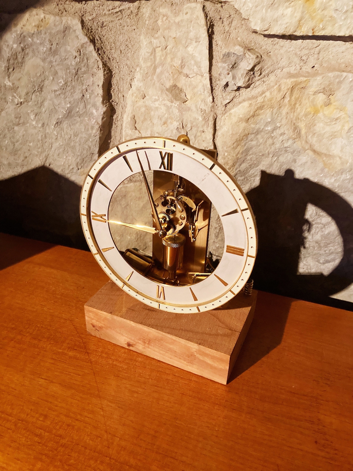 Vintage Electro Mechanical Clock Mounted in Rustic Walnut Base - Etsy