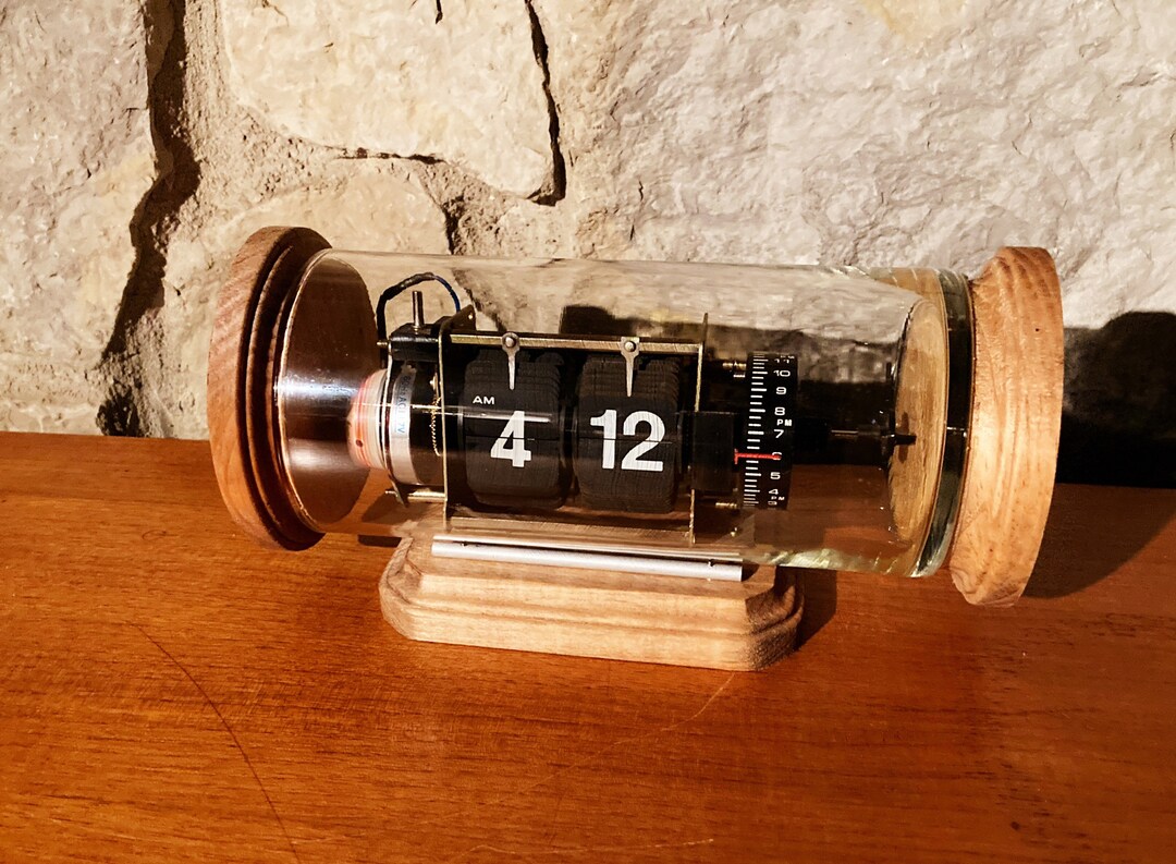 Vintage Digital Flip Clock in Glass Case - Etsy