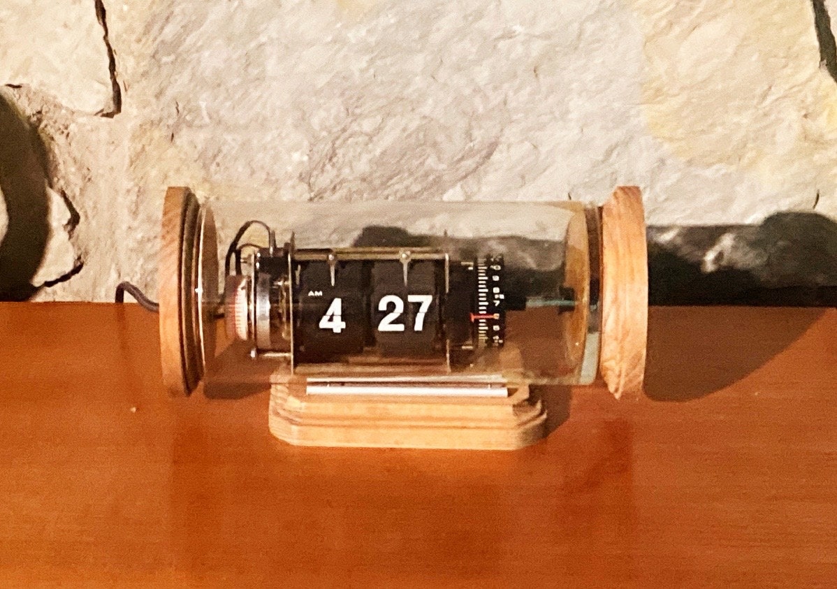 Vintage Digital Flip Clock in Glass Case - Etsy
