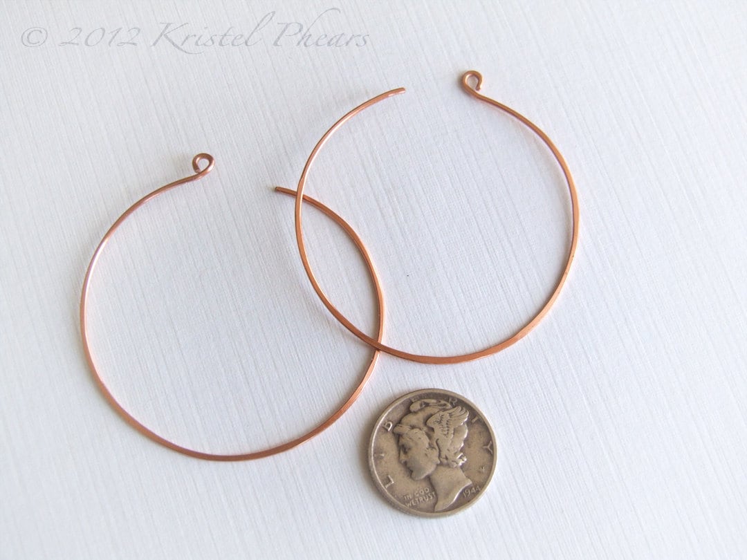 Large Copper Hoops - Reverse Hoop Earrings Simple Classic Minimalist ...
