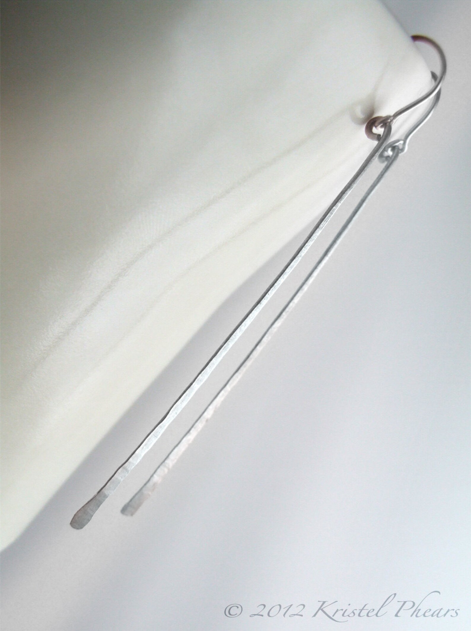 Long Bar Earrings - Sterling Silver Dangle Earring Modern Ear Wire ...