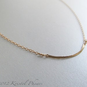 Rose Gold Bar Necklace Hammered Gold Eco-friendly GF, Simple Elegant ...