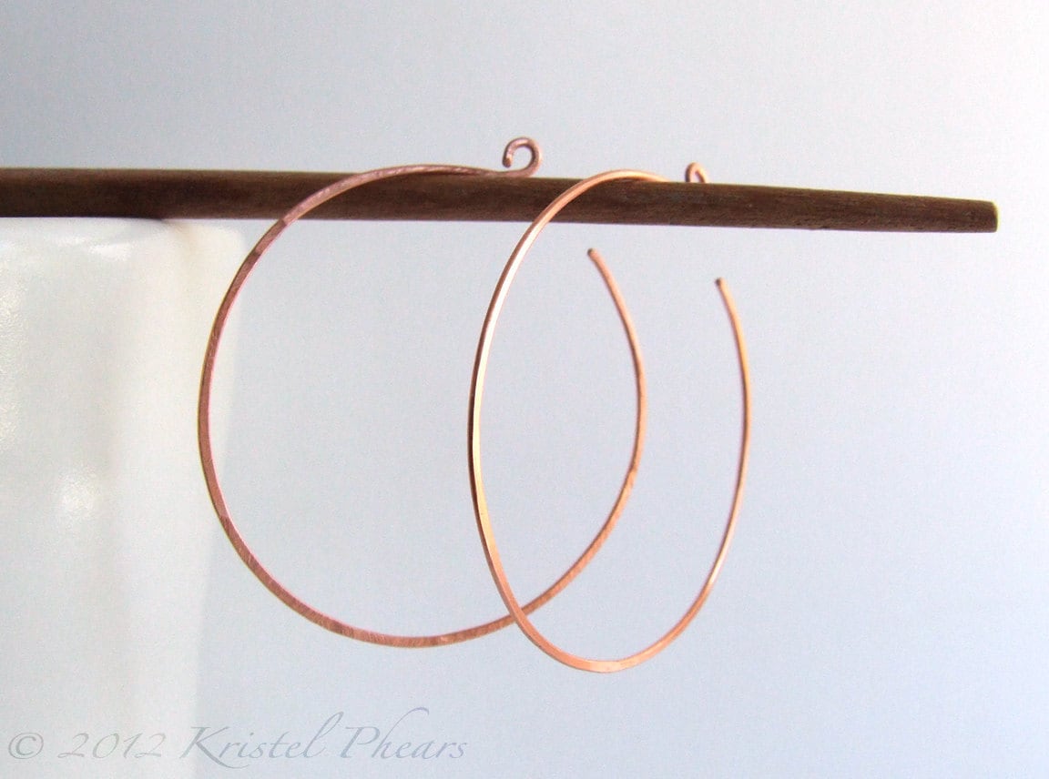 Large Copper Hoops - Reverse Hoop Earrings Simple Classic Minimalist ...