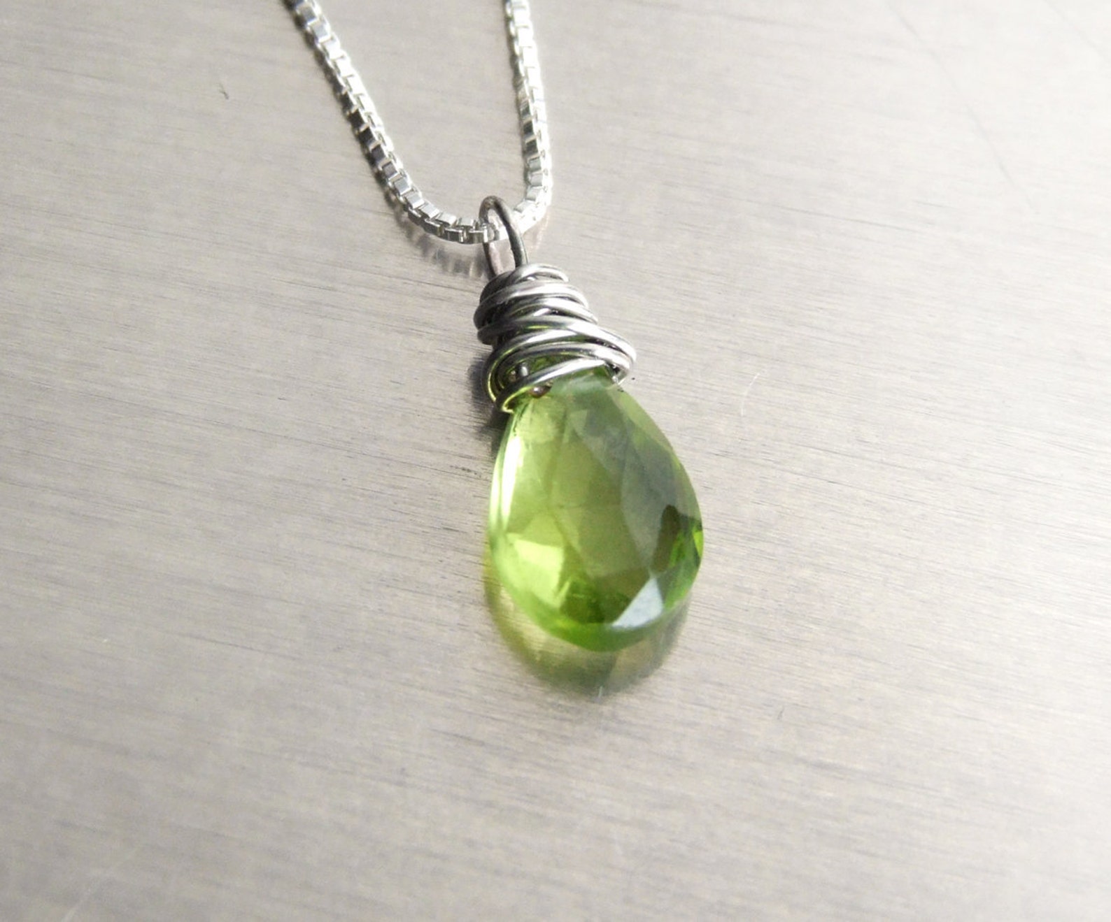 Peridot Pendant Necklace Silver Natural Gemstone Solitaire - Etsy