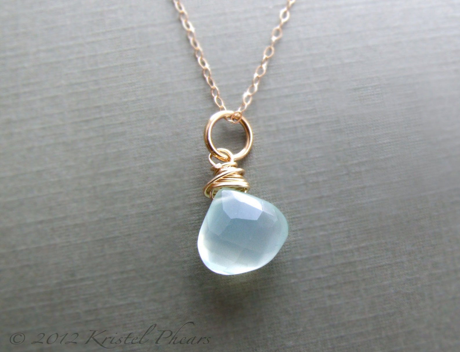 Chalcedony Necklace Aqua Blue Mint Chalcedony 14k - Etsy